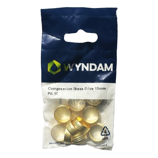 Wyndam WYN50030 15mm Brass Compression Olive 10 Pack | C&W Berry