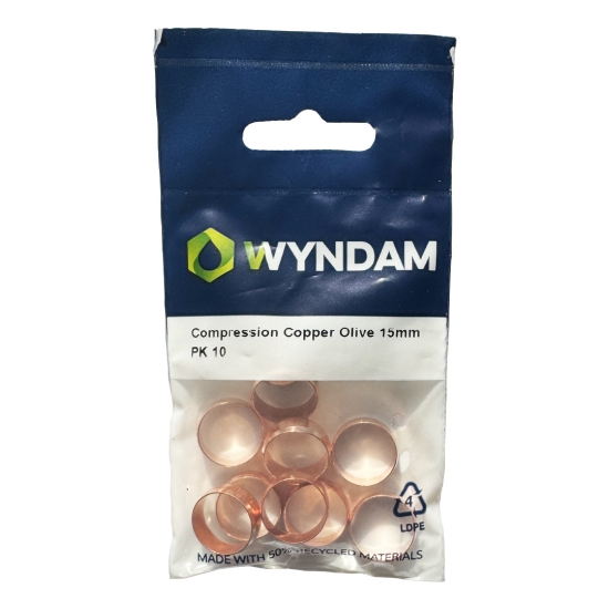 Wyndam WYN50070 15mm Copper Compression Olive 10 Pack | C&W Berry