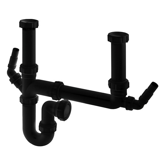 McAlpine SK2A-BL 1 1/2" Black Double Bowl Sink Kit | C&W Berry