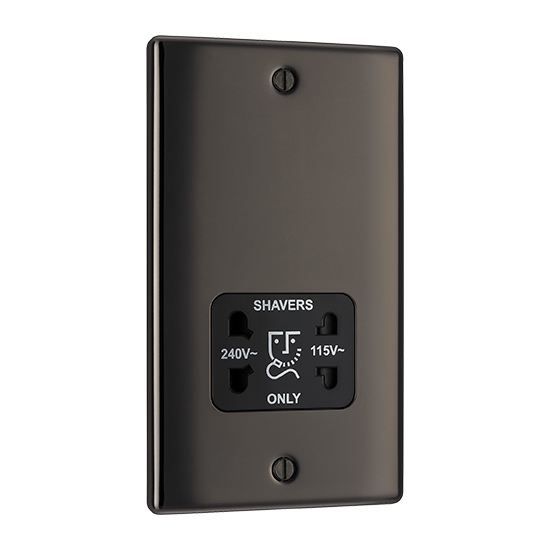 Black Nickel 115/240V Dual Voltage Shaver Socket | C&W Berry
