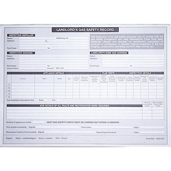Todays Tools Landlord Safety Gas Report Pad | C&W Berry